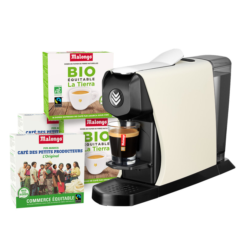 EOH machine à café dosette gamme pastel crème - Malongo