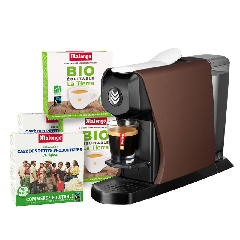 EOH machine à café dosette gamme nacré marron - Malongo