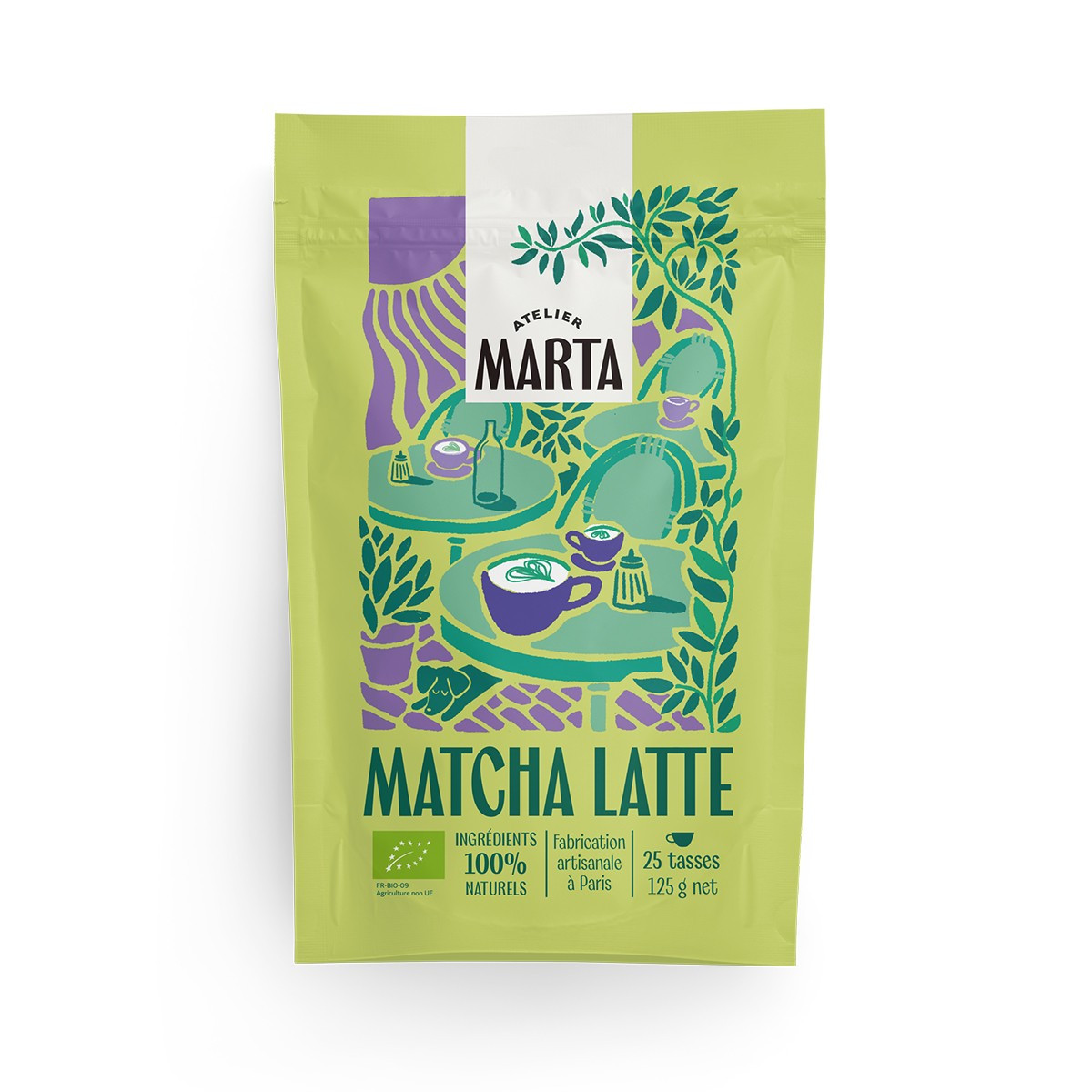 Marta Matcha Latte Bio en sachet de 125g - MALONGO