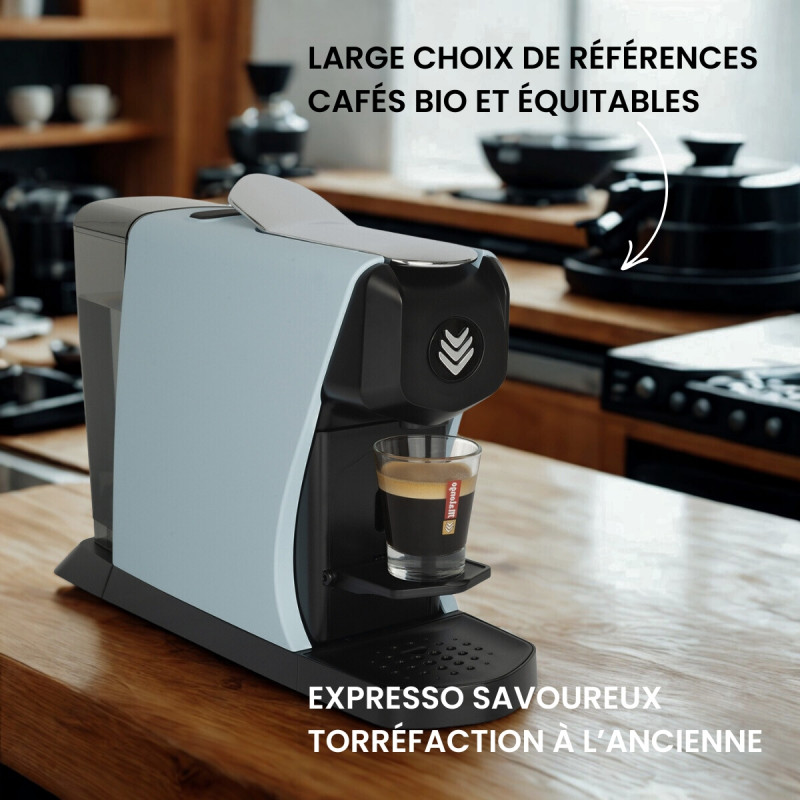 EOH machine à café dosette gamme mat bleu pastel - Malongo