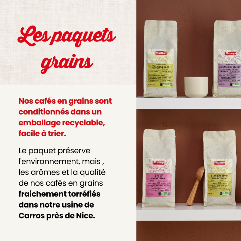 La Grande Réserve café en grano - Paquete de 1kg - Malongo