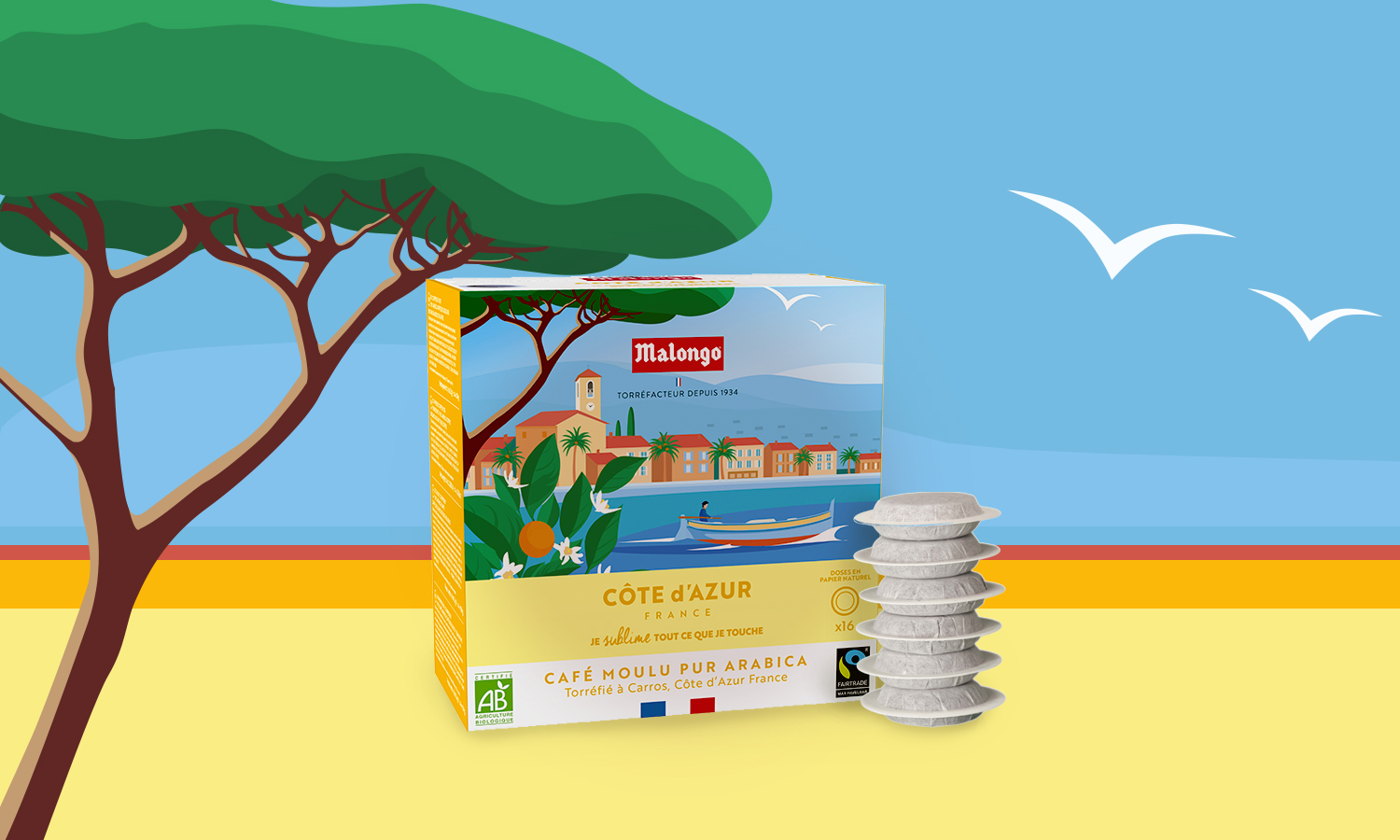 Café dosettes Côte d'Azur bio et équitable - Malongo